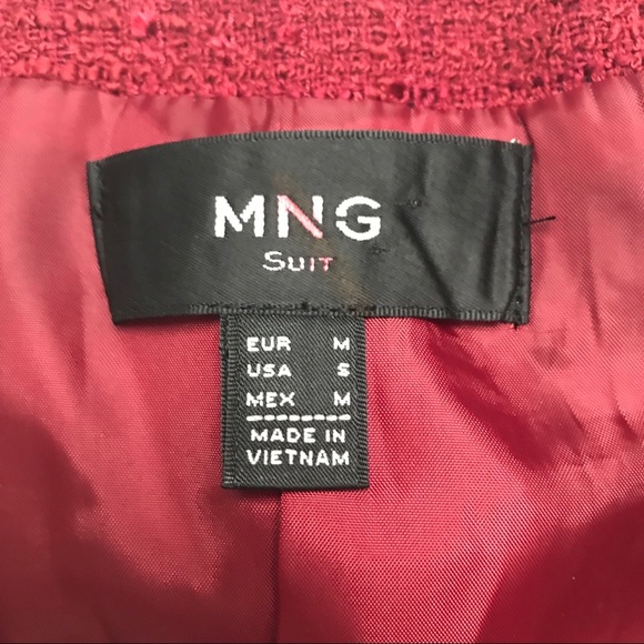 Mango | Jackets & Coats | Mango Tweed Deep Red Gold Blazer Jacket S ...